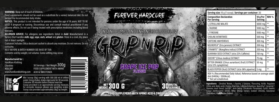 Forever Hardcore - Grip N Rip Pre-Workout